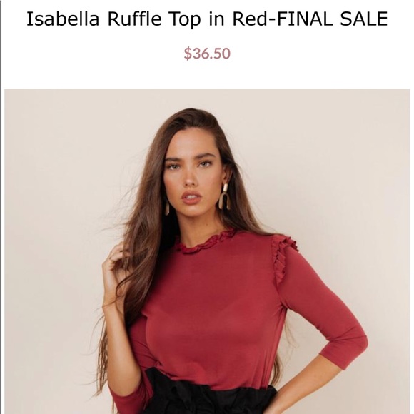 bohme | Tops | Bohme Isabella Ruffle Top In Red | Poshmark